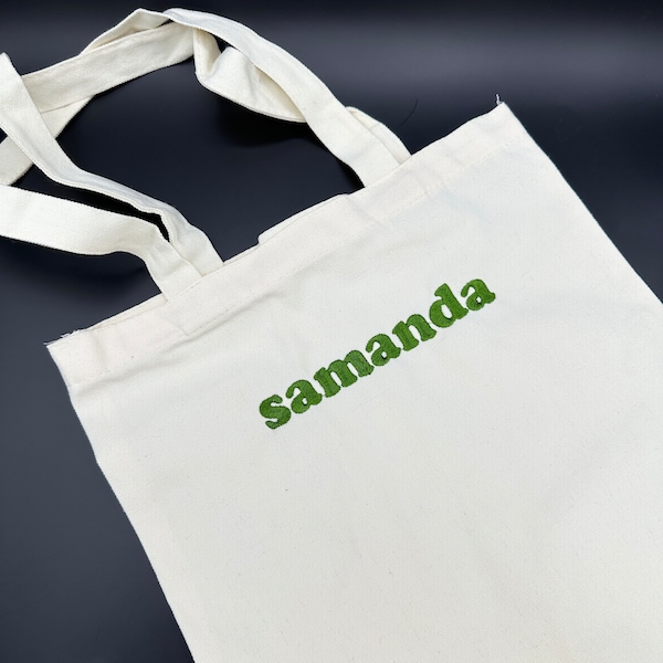 Embroidered Custom Text Tote Bag - Etsy