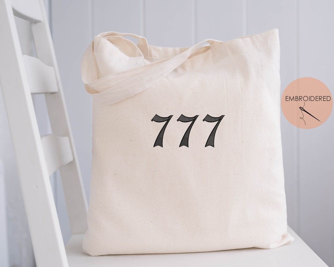 777 Angel Number Tote Bag Embroidered Tote Bag Canvas Tote Bag Gift ...