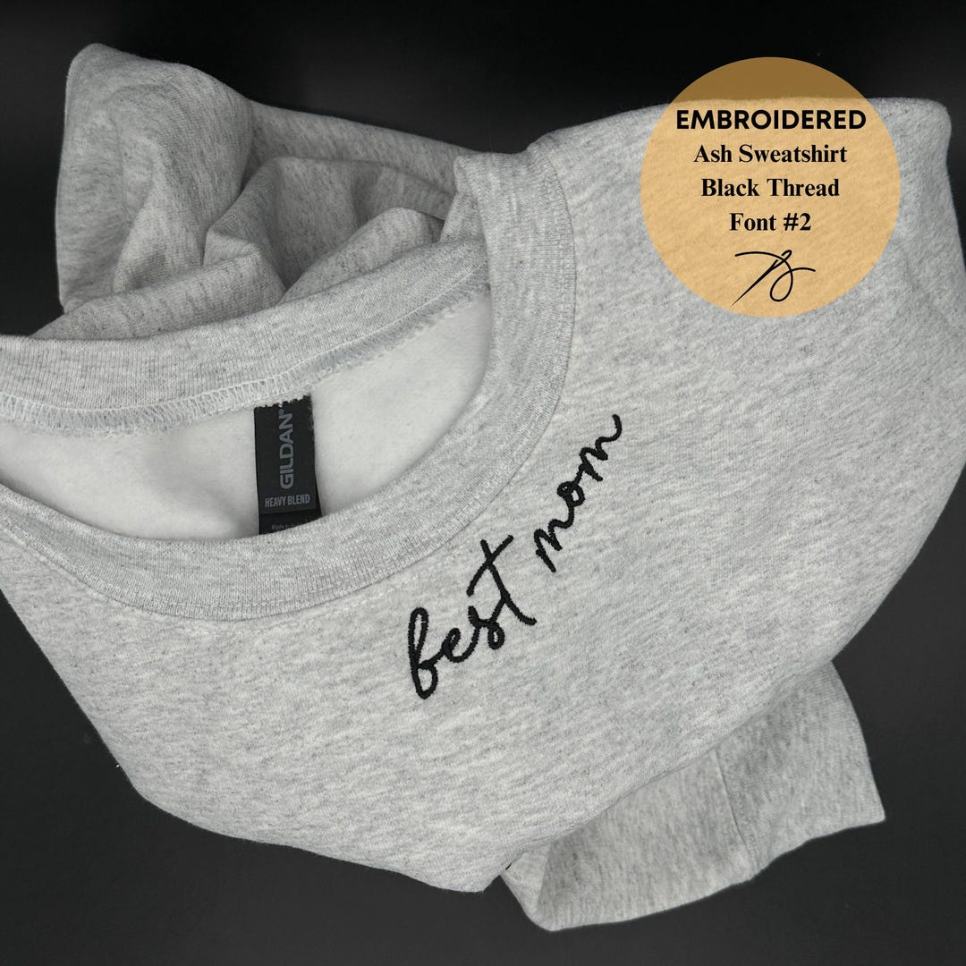 Custom Collar Embroidered Sweatshirt, Embroidered on Neckline ...