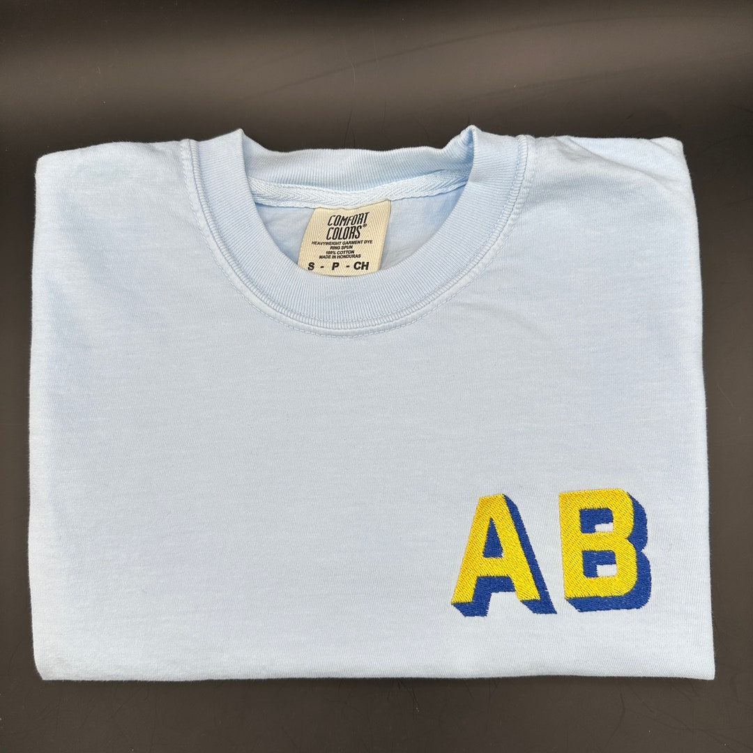 Embroidered Shadow Block Monogram T-shirt, Neon Embroidered Monogram Shirt, Shadow Monogram T ...