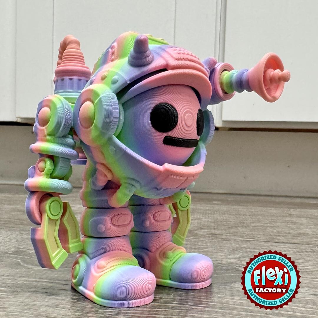 Articulated Jetpack Robot, Dual Face, 3D Printed Rainbow 4" - Etsy
