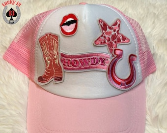 Trucker Hat With Patches - Pink Flame - Etsy