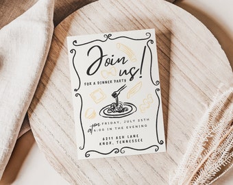 Vintage Dinner Party Invitation Template, Editable Cafe Style Cocktail ...