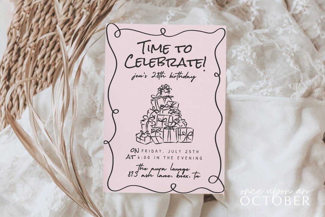 Printable Birthday Party Invitation Template With Pile of Gifts ...