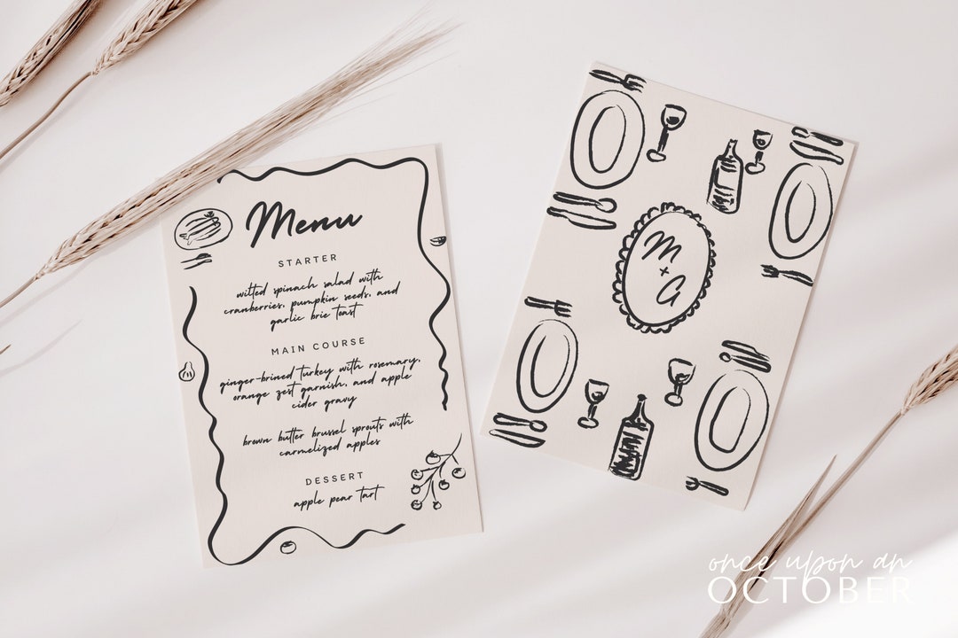Quirky Food Doodle Menu Template, Handwritten Vintage Dinner Design ...
