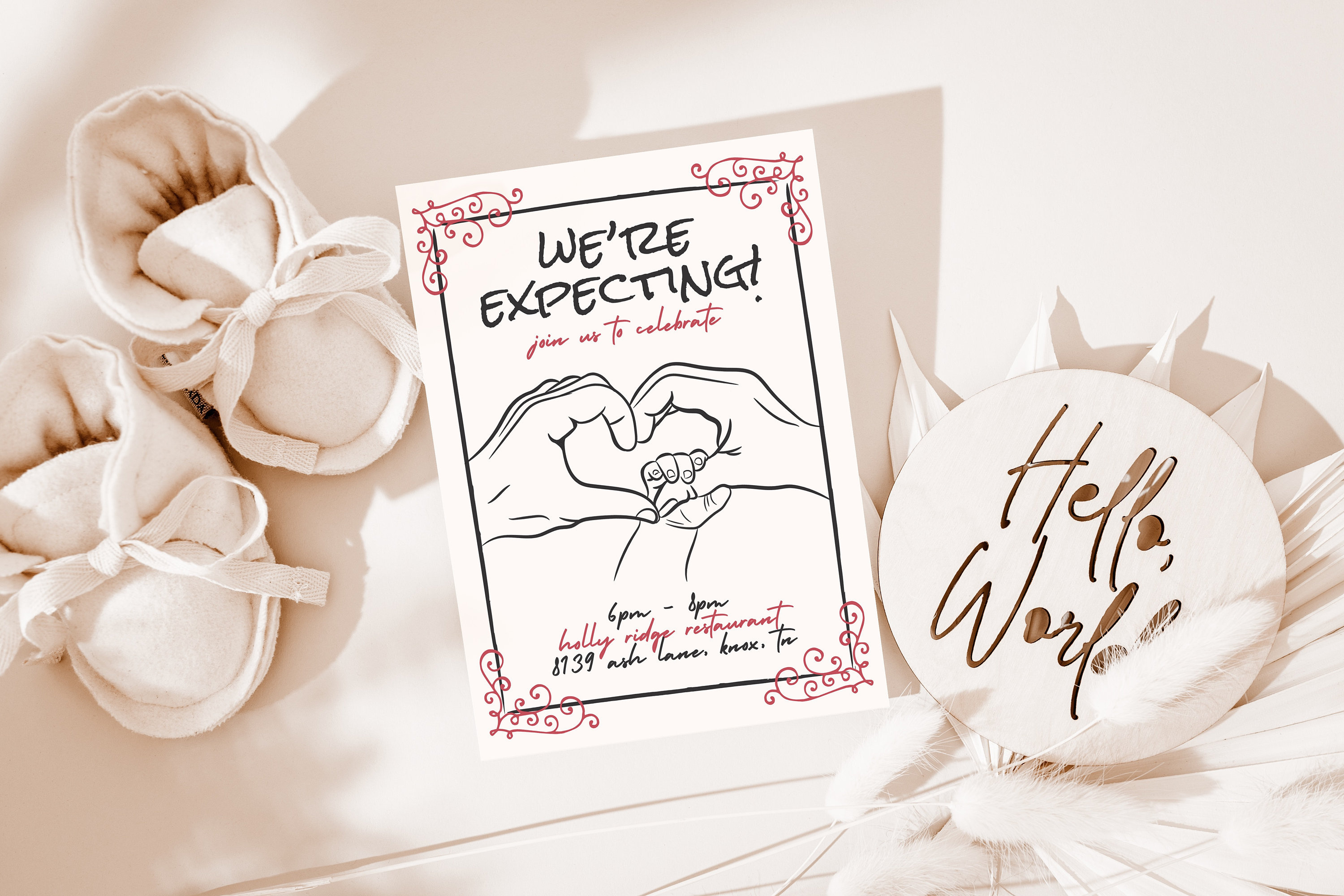 Gender Neutral Baby Shower Invitation Template, Vintage Pregnancy ...