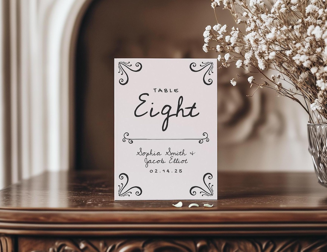 Wedding Table Numbers: Vintage Quirky Design (hand-drawn Canva Template ...