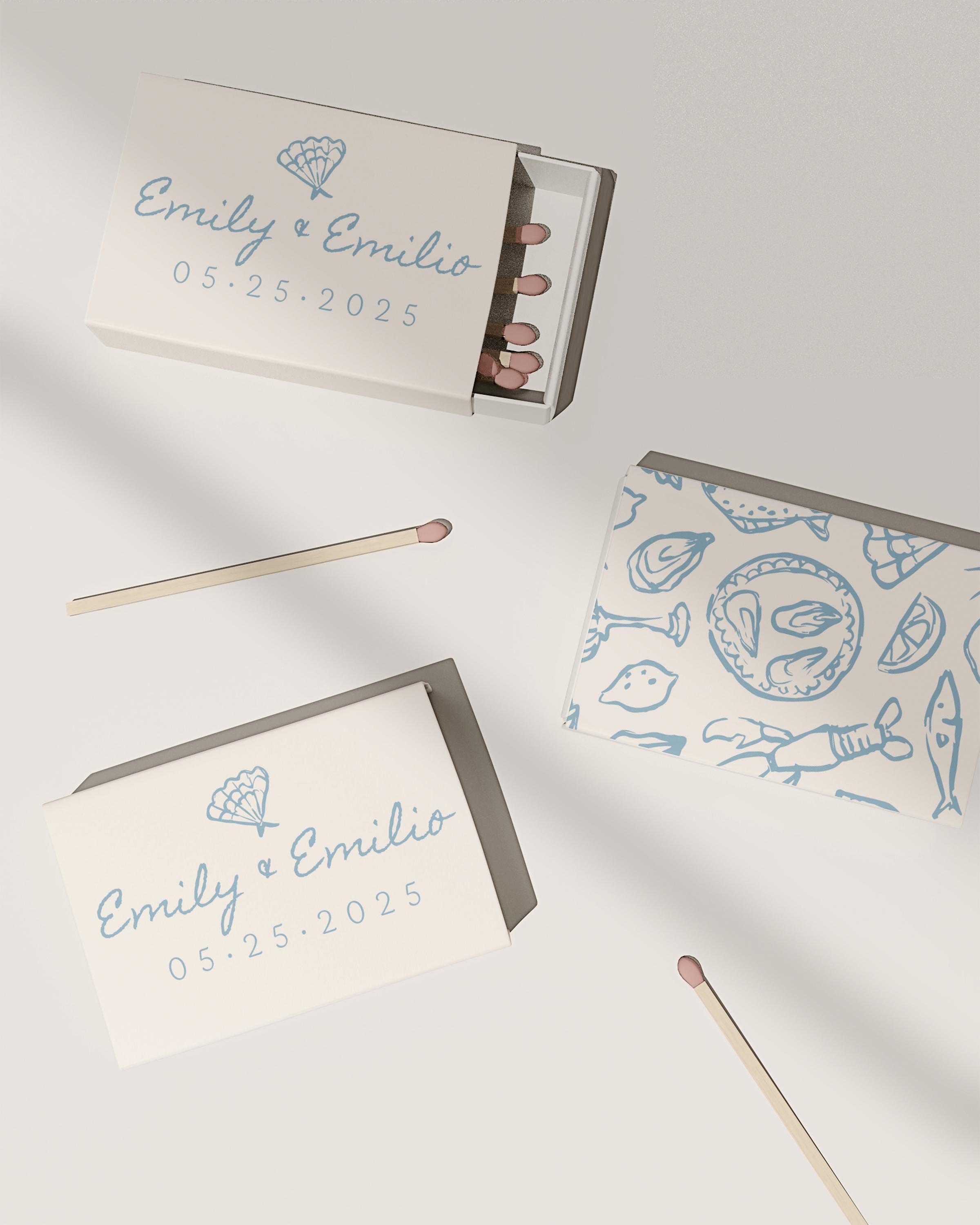 Hand Drawn Matchbook Template, Coastal Destination Wedding Favor ...