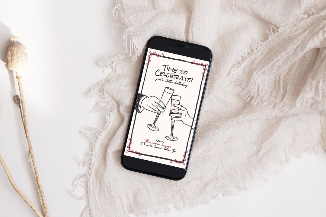 Electronic Birthday Party Invitation Template With Champagne Cheers ...