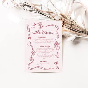 Red and Pink Menu Template for Fun Brunch Party Theme, Hand Drawn ...