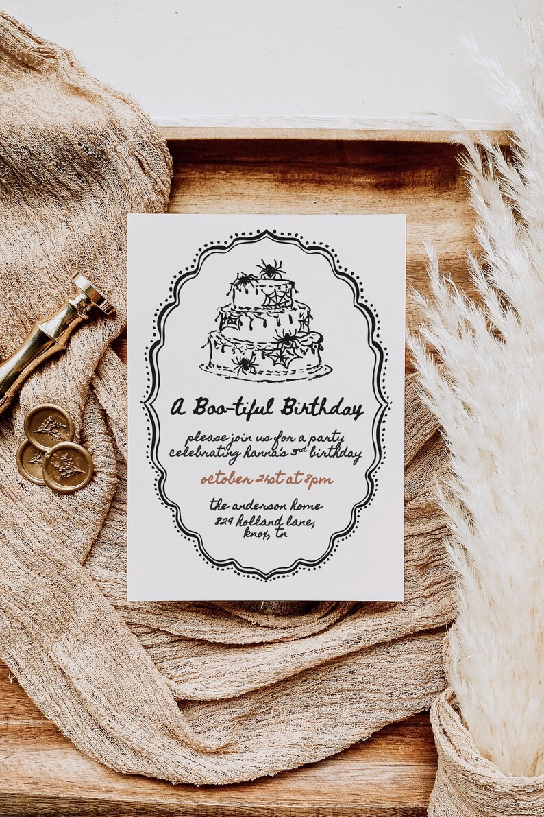 Halloween Kids Birthday Party Invitation Template, A Bootiful Birthday ...