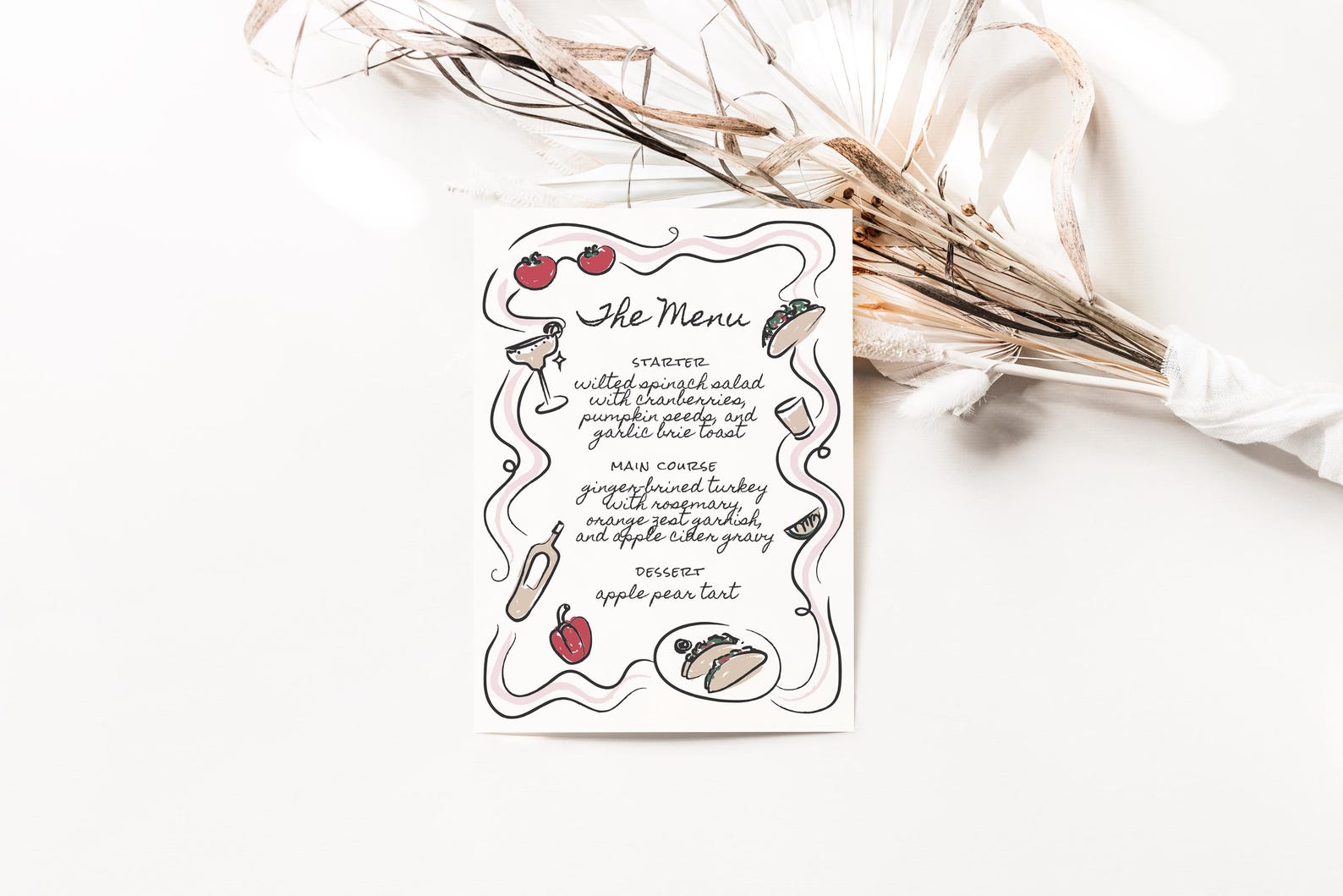 Menu Template for Taco Tuesday Party Theme, Hand Drawn Tacos and ...