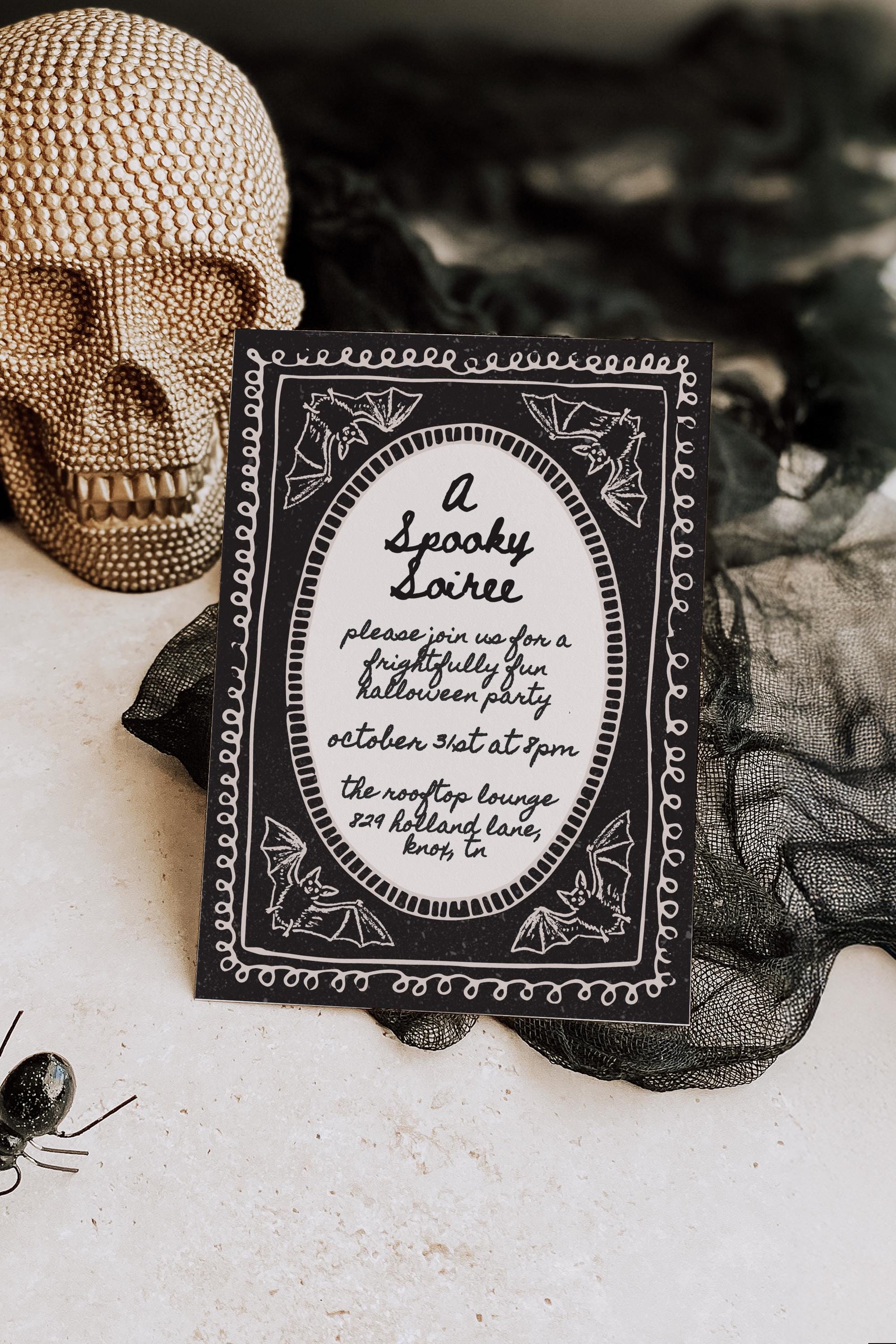 Spooky Soiree Halloween Party Invitation Template, Editable Elegant ...