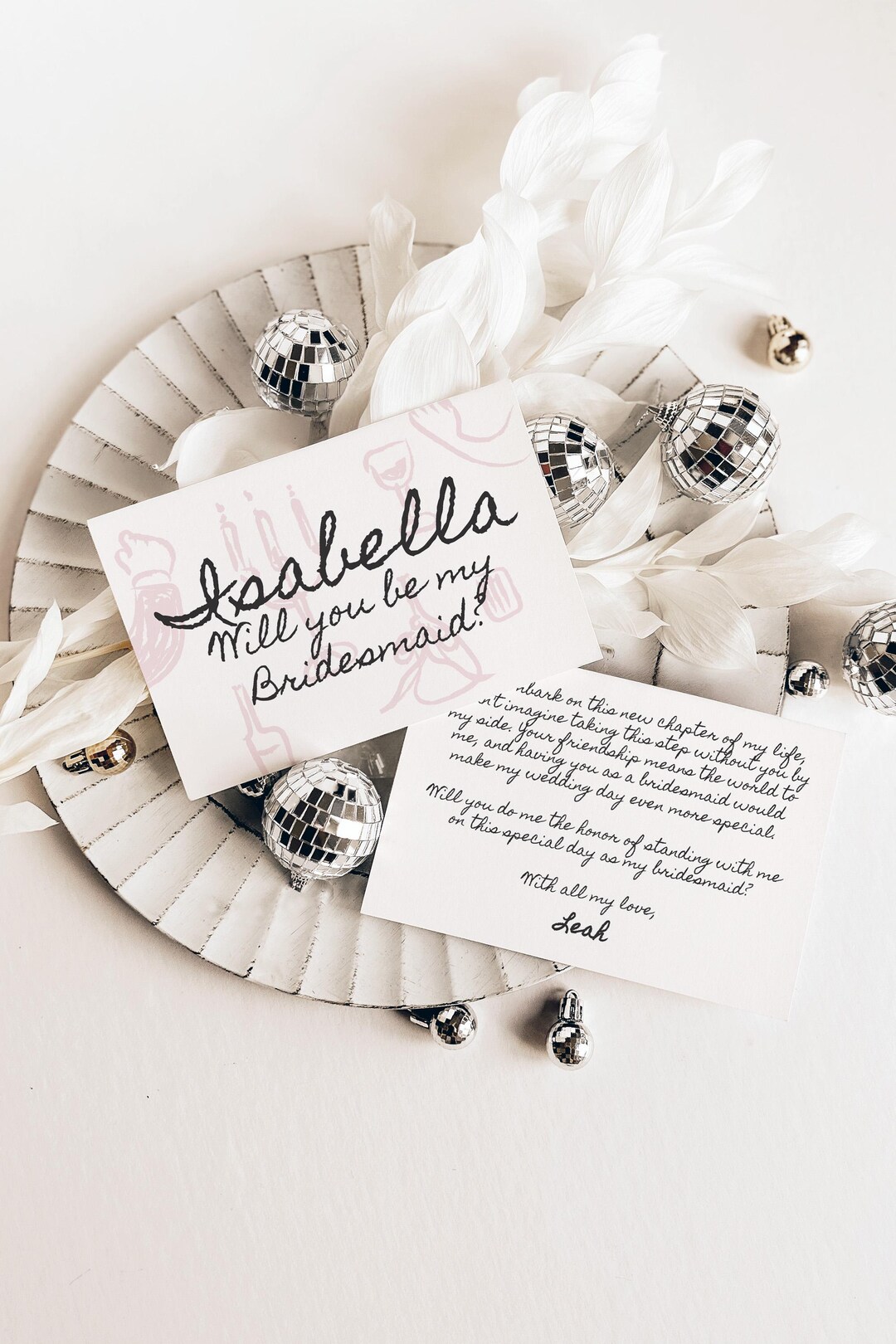 Bridesmaid Proposal Card Template With Hand Drawn Illustrations ...