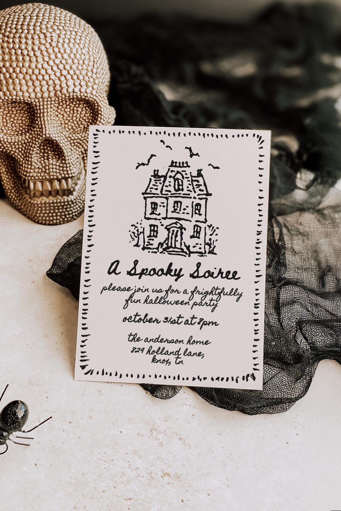 Haunted House Halloween Party Invitation Template, Classic Gothic ...