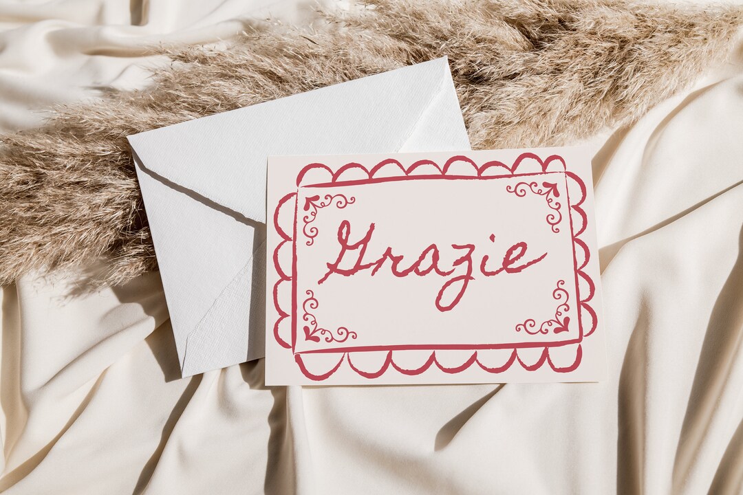Editable Thank You Card Template for Italian Wedding, Printable Grazie ...
