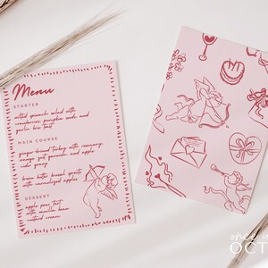 Menu Template for Romantic Wedding Theme, Hand Drawn Dinner Party Menu ...