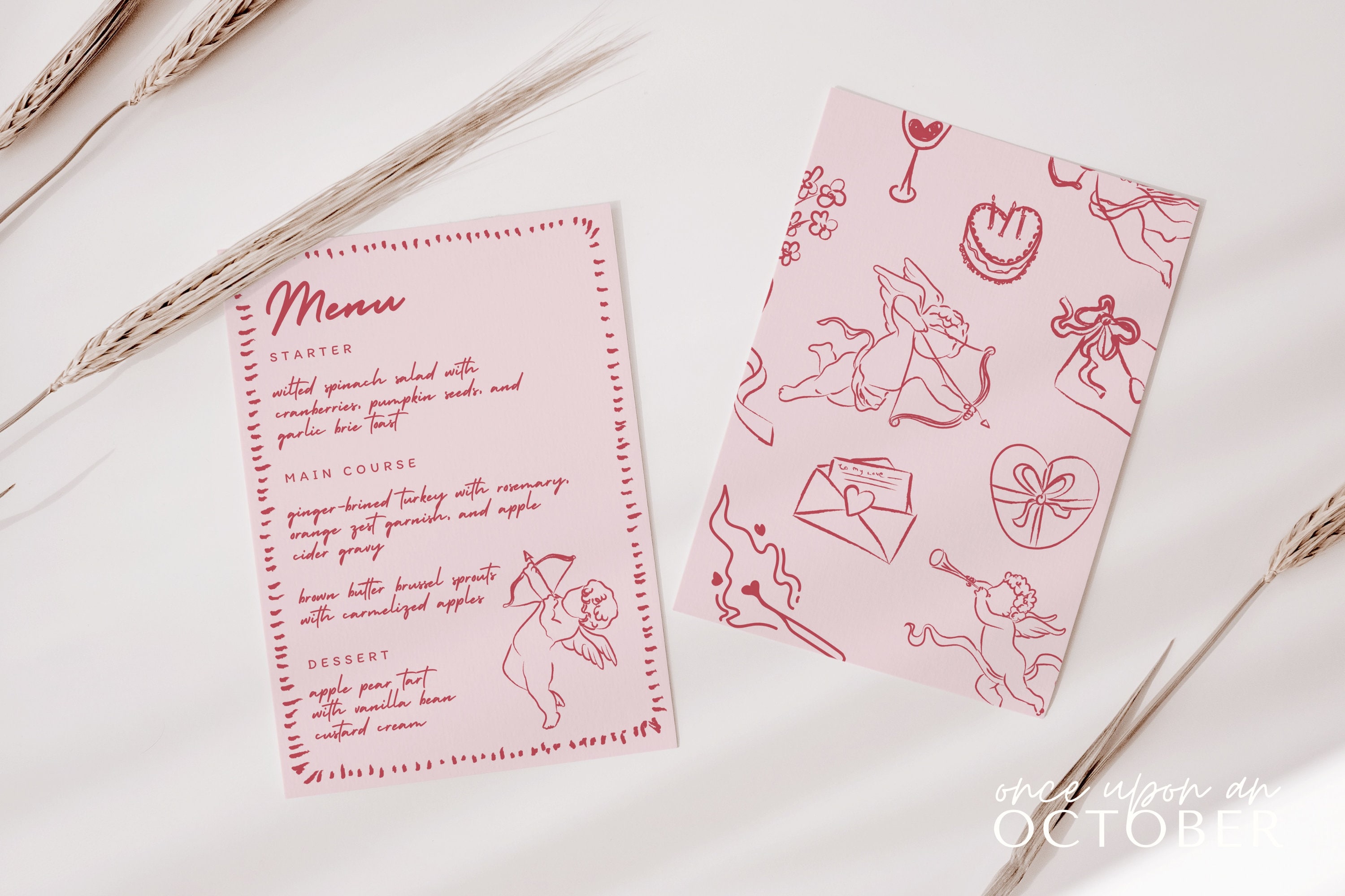 Handwritten Menu Template, Wedding Menu Template, Illustrated Dinner ...