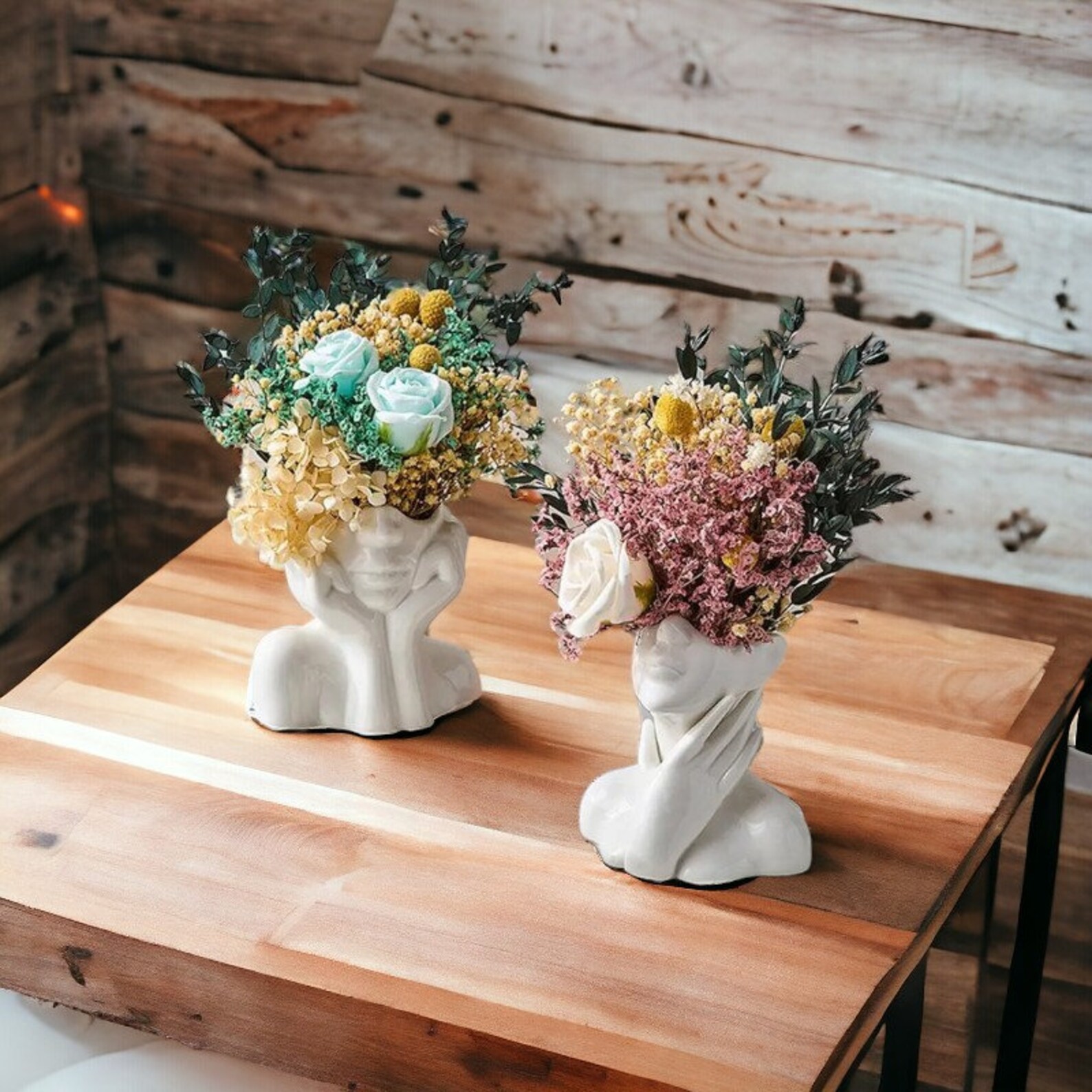 Women Face Flower Vase Ceramic Decorative Vase, Abstract Lady Head Vase ...