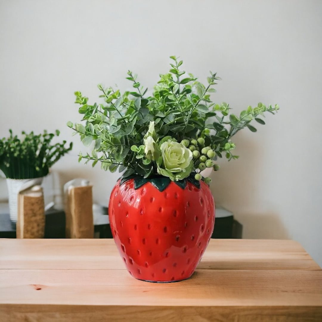 Strawberry Plant Pot Ceramic Strawberry Planter Vase, Indoor Flower Pot ...