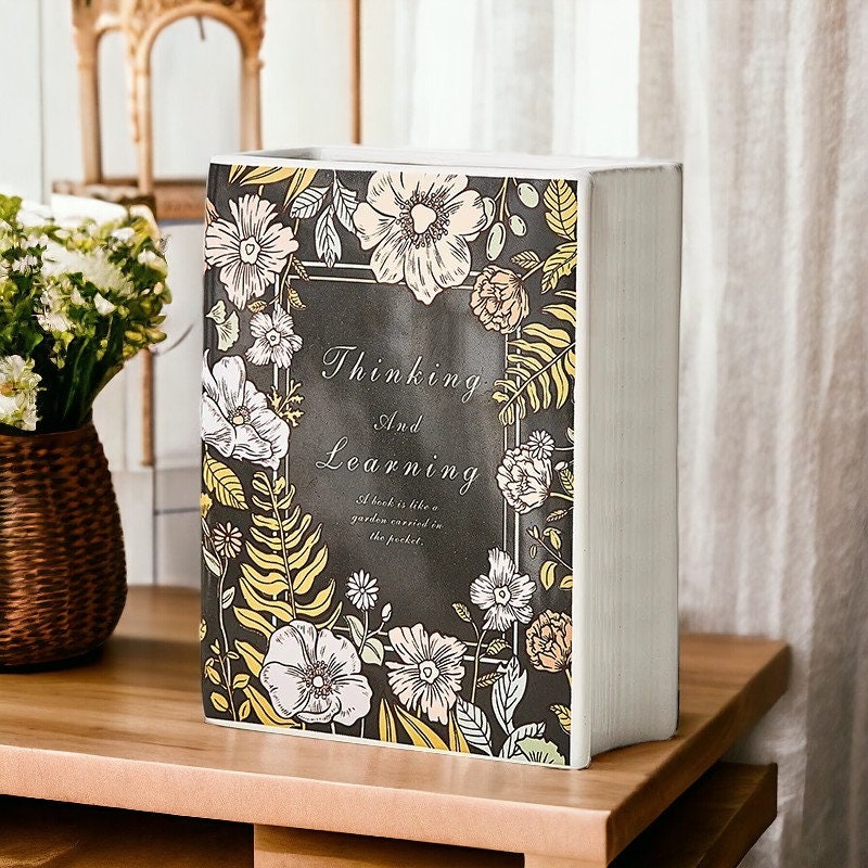 Cute Ceramic Book Vase Flower Book Shaped Vase, Nordic Vase for Flowers ...