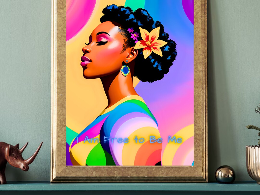 Colorful Woman Printable Poster, Black and Multicultural Women Digital ...
