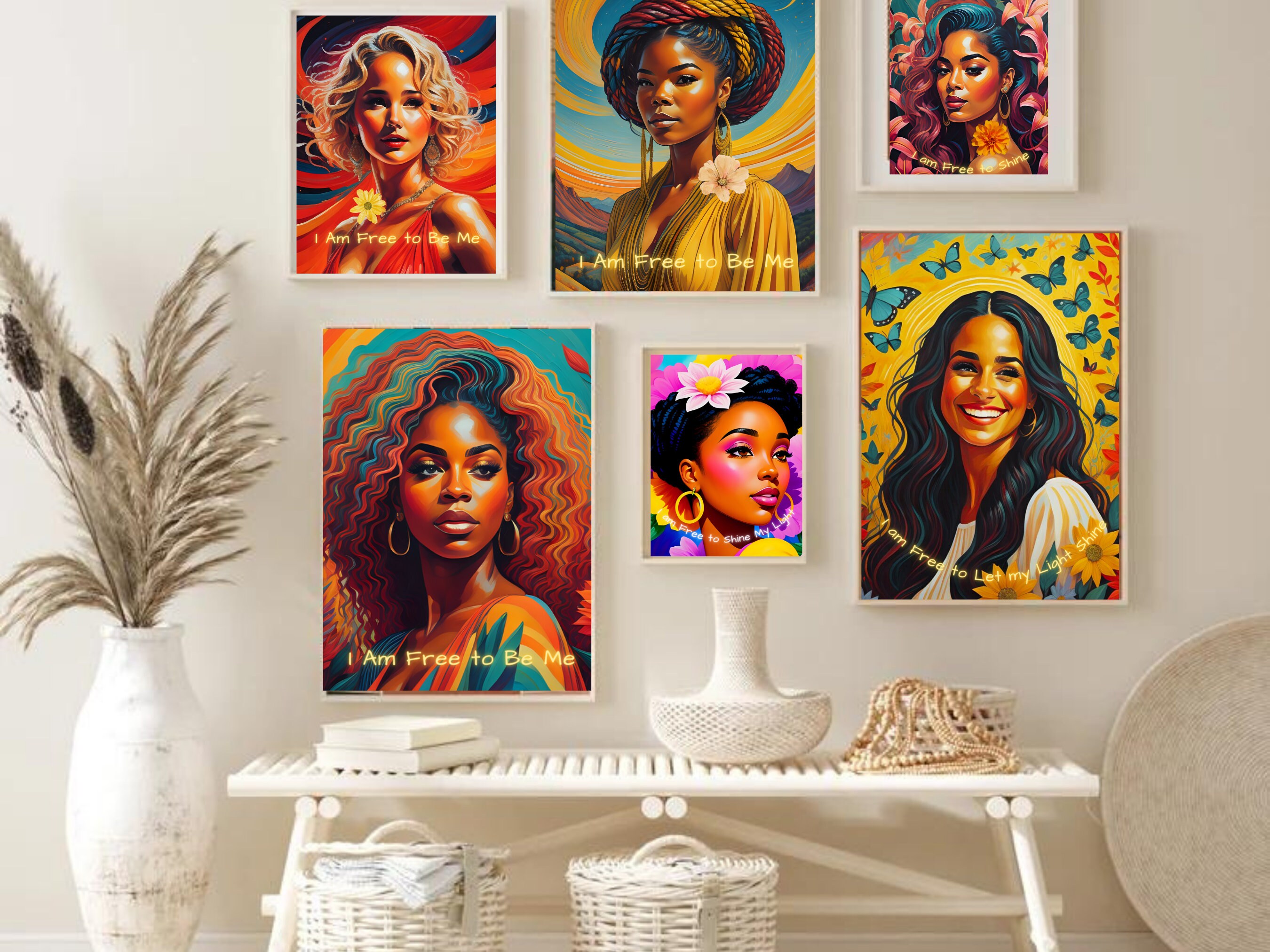 Colorful Woman Printable Poster, Black and Multicultural Women Digital ...