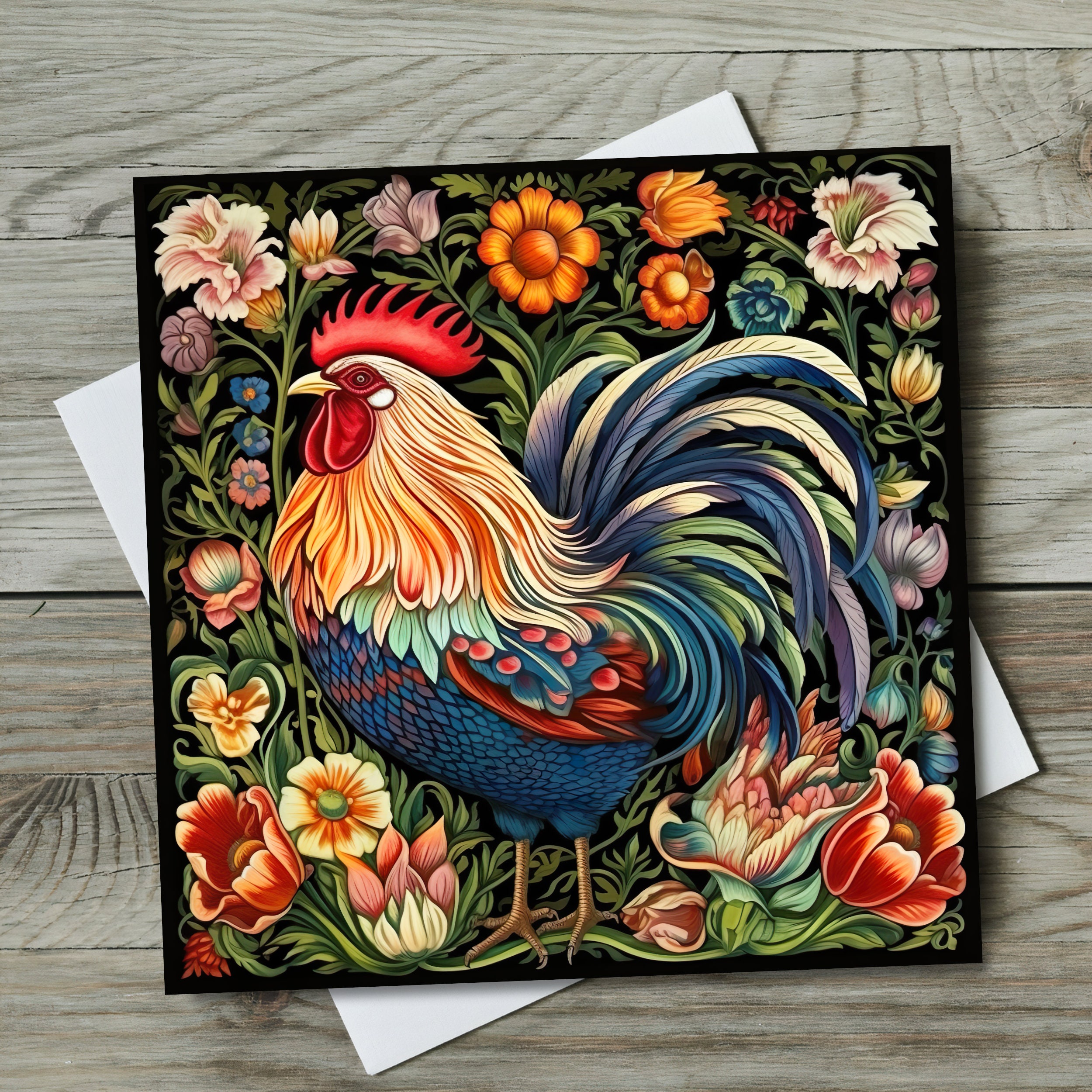 Colorful Rooster Ceramic Tile Artwork Kitchen Decor Chicken and Rooster ...