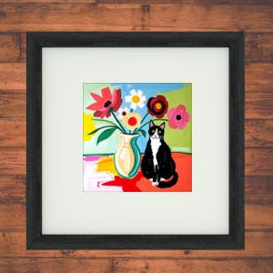 Matisse Inspired Black and White Tuxedo Cat Ceramic Tile | Ginger ...