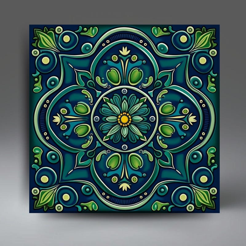 Green Blue Spanish Tiles - Etsy
