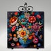 Vibrant Floral Bouquet Art Tile Botanical Art Ceramic Tile Art Handmade ...