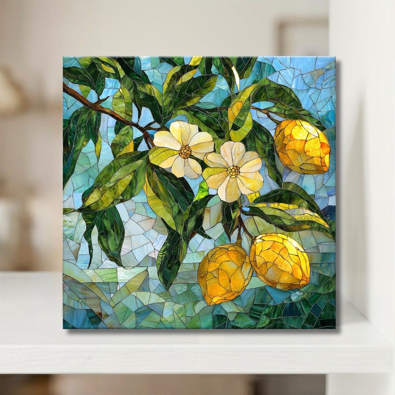 Mosaic Look Lemons Ceramic Tile | Kitchen Decor | Gift for Her ...