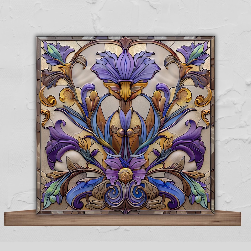 Vintage Iris Ceramic Tile - Etsy