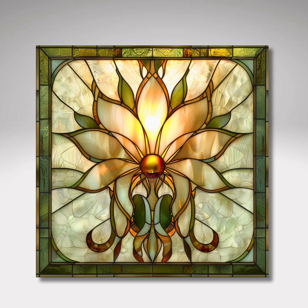 Lotus Flower Stained Glass Effect Ceramic Tile | Decorative Tile ...