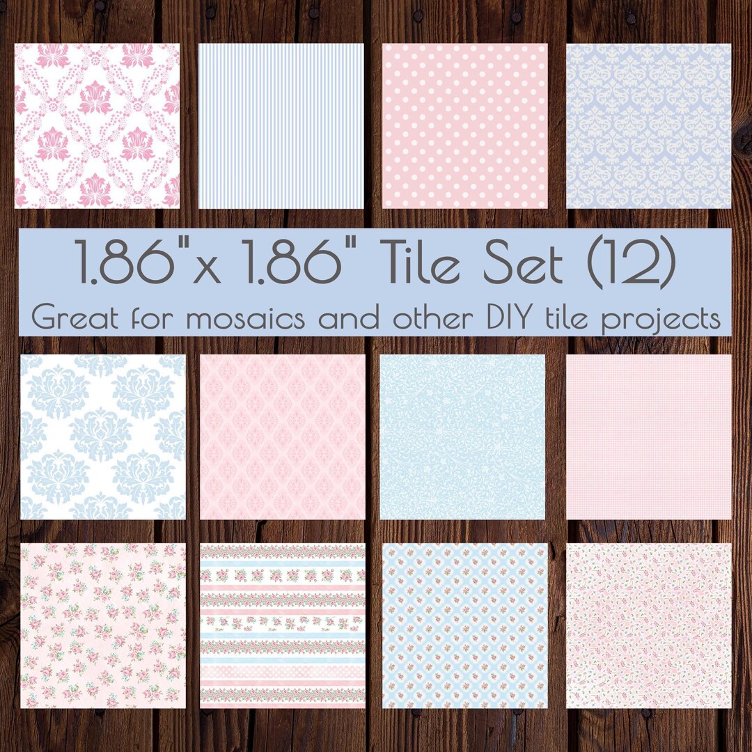 English Cottage Tiles: Pink & Blue Antique Rose Mosaic Craft Supplies ...
