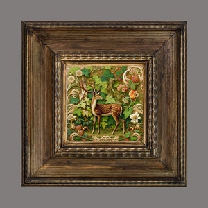 William Morris Inspired Woodland Deer Ceramic Tile | Art Nouveau | Wall ...