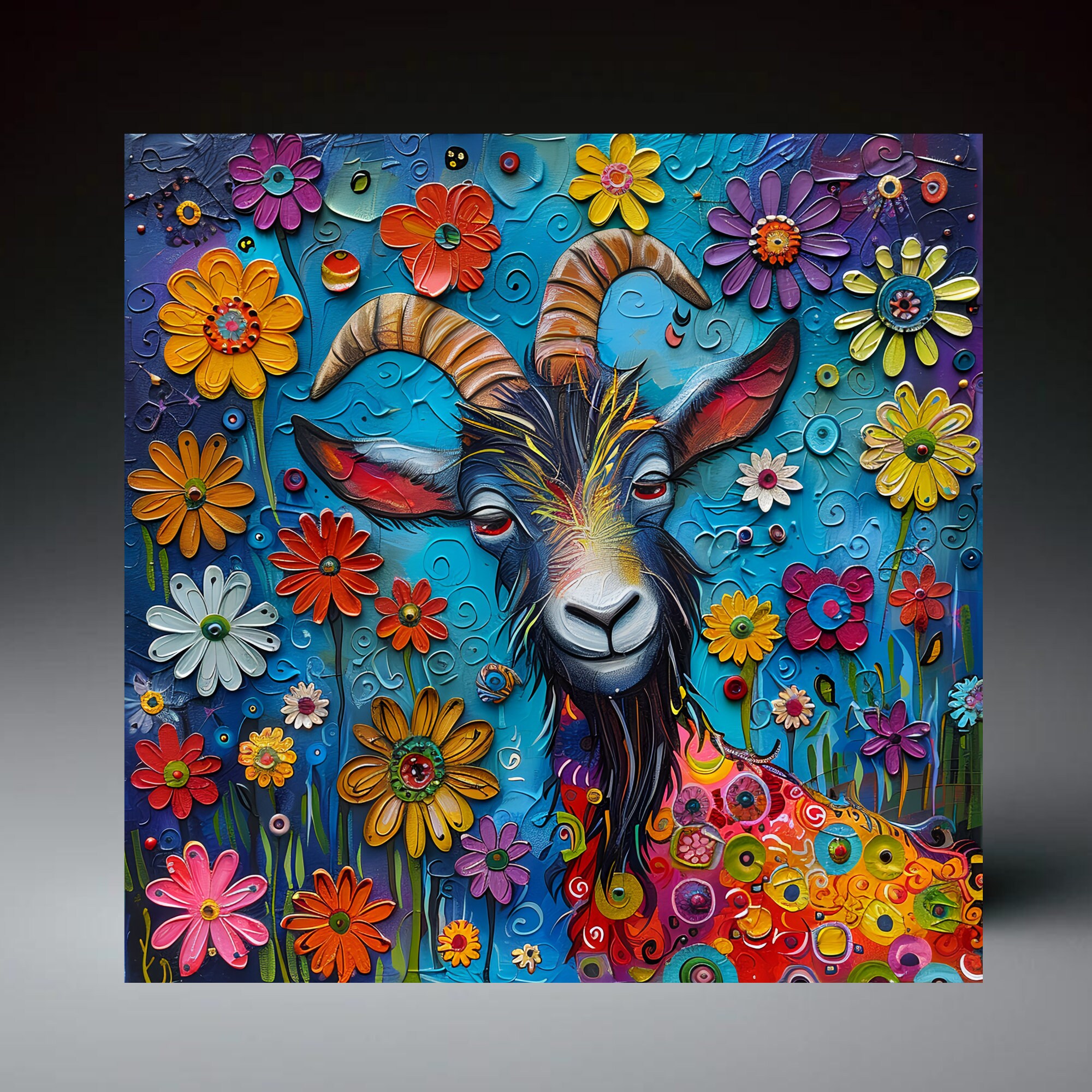 Colorful Black Goat Folk Art Ceramic Tile Whimsical Art Farm Life Art ...