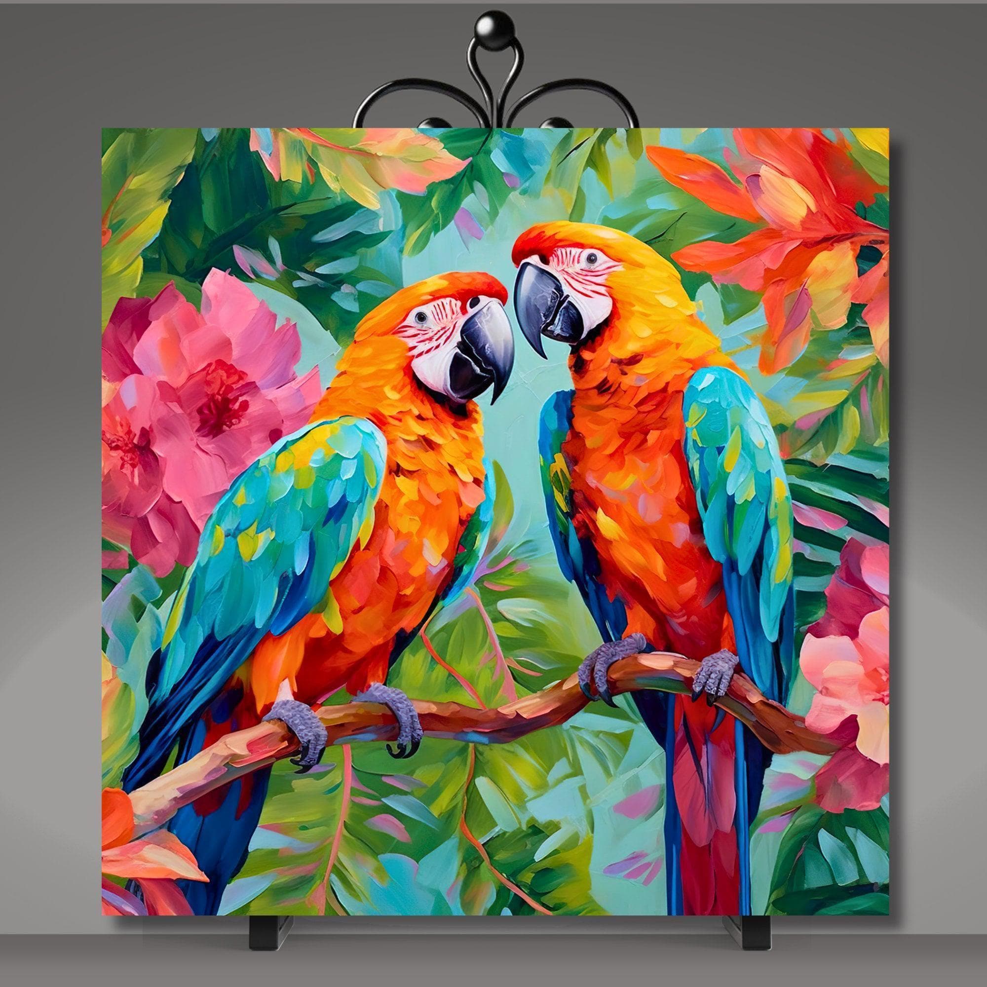 Scarlet Macaw Ceramic Art Tile | Macaw Parrots | Tropical Decor ...