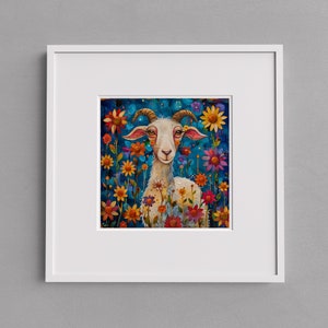Colorful White Goat Folk Art Ceramic Tile | Whimsical Art | Farm Life ...