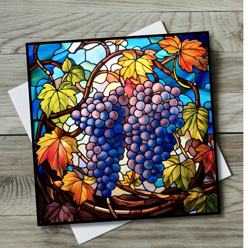 Vineyard Grapes Ceramic Art Tile | Stained Glass Look Ceramic Tile ...
