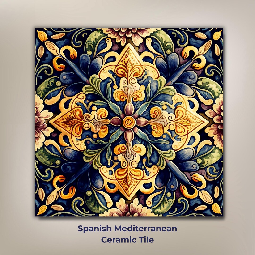 Spanish Mediterranean Ceramic Tile Backsplash, Glossy Decorative Wall ...