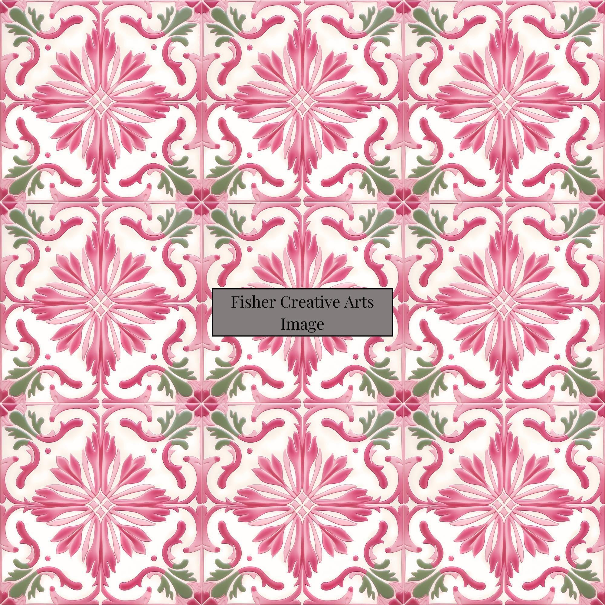 Pink and White Spanish or Portuguese Azulejo Ceramic Tile | Kitchen and ...