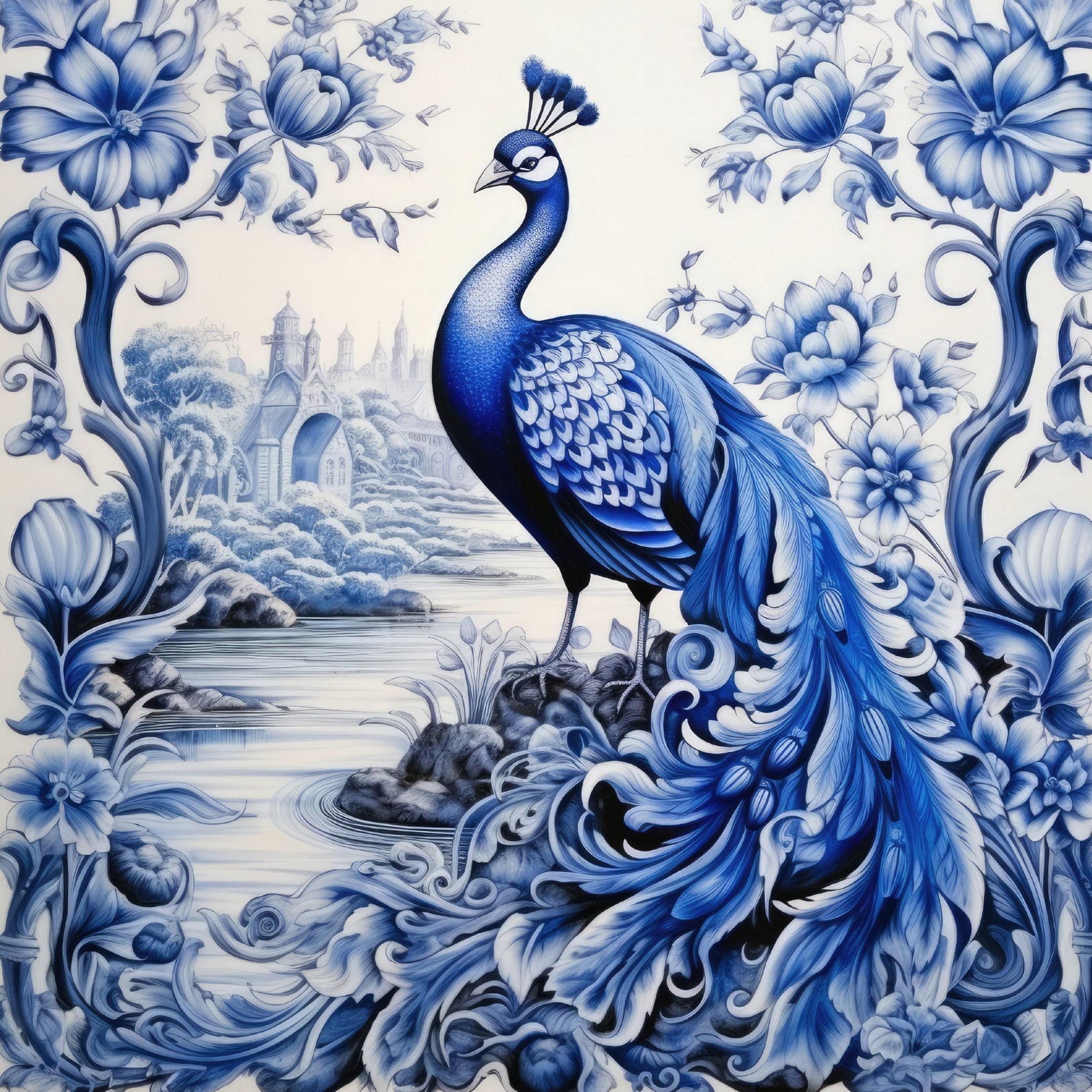 Delft Blue Inspired Ceramic Art Tile | Dutch Tile | Ceramic Wall Art ...