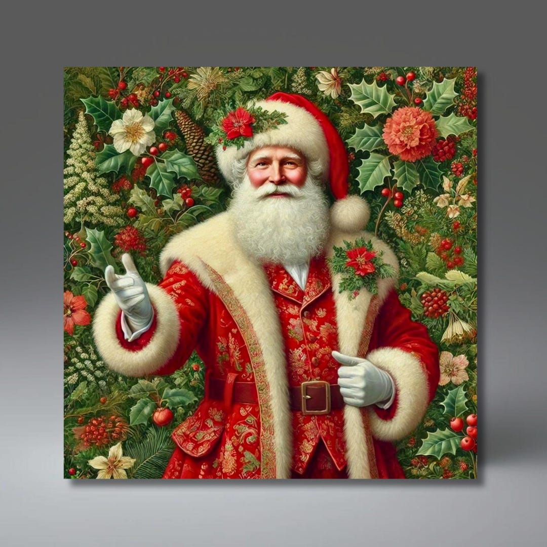 William Morris Inspired Santa Claus Ceramic Tile | Art Nouveau | Wall ...