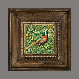 William Morris Inspired Woodland Pheasant Ceramic Tile | Art Nouveau ...