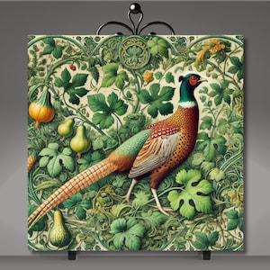 William Morris Inspired Woodland Pheasant Ceramic Tile | Art Nouveau ...