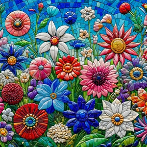 Floral Mosaic-look Wildflower Ceramic Art Tile | Wildflowers | Birthday ...