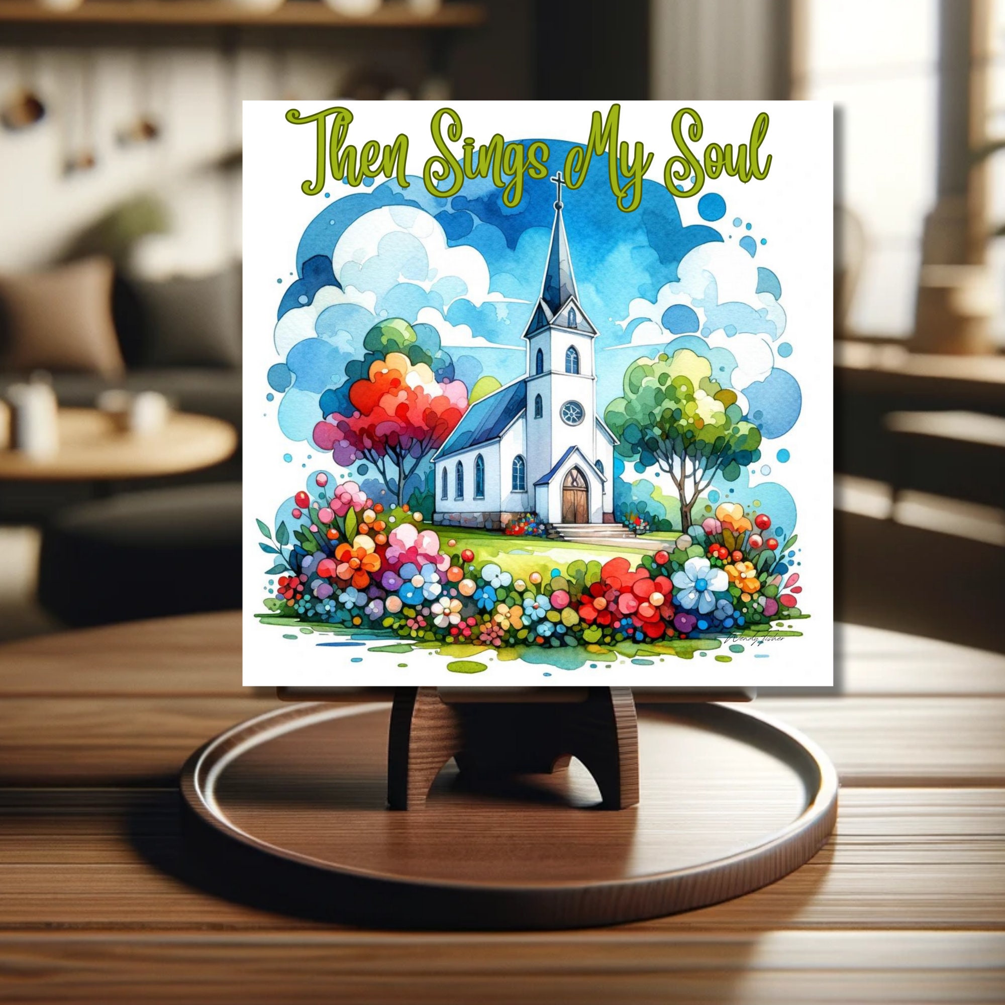 Christian Church Folk Art Ceramic Tile Christian Hymns Gift for ...