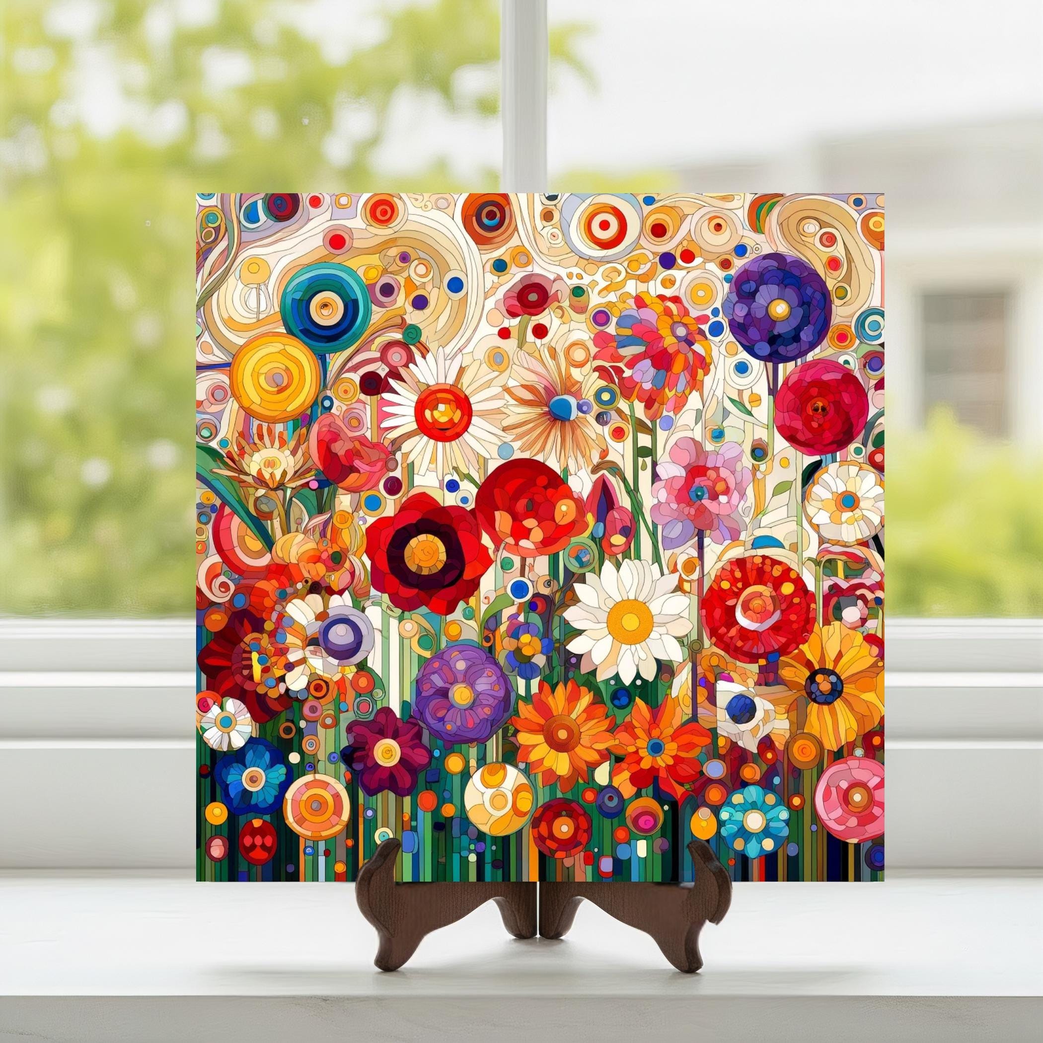Wildflower Watercolor Ceramic Art Tile | Wall Decor | Handmade Home ...
