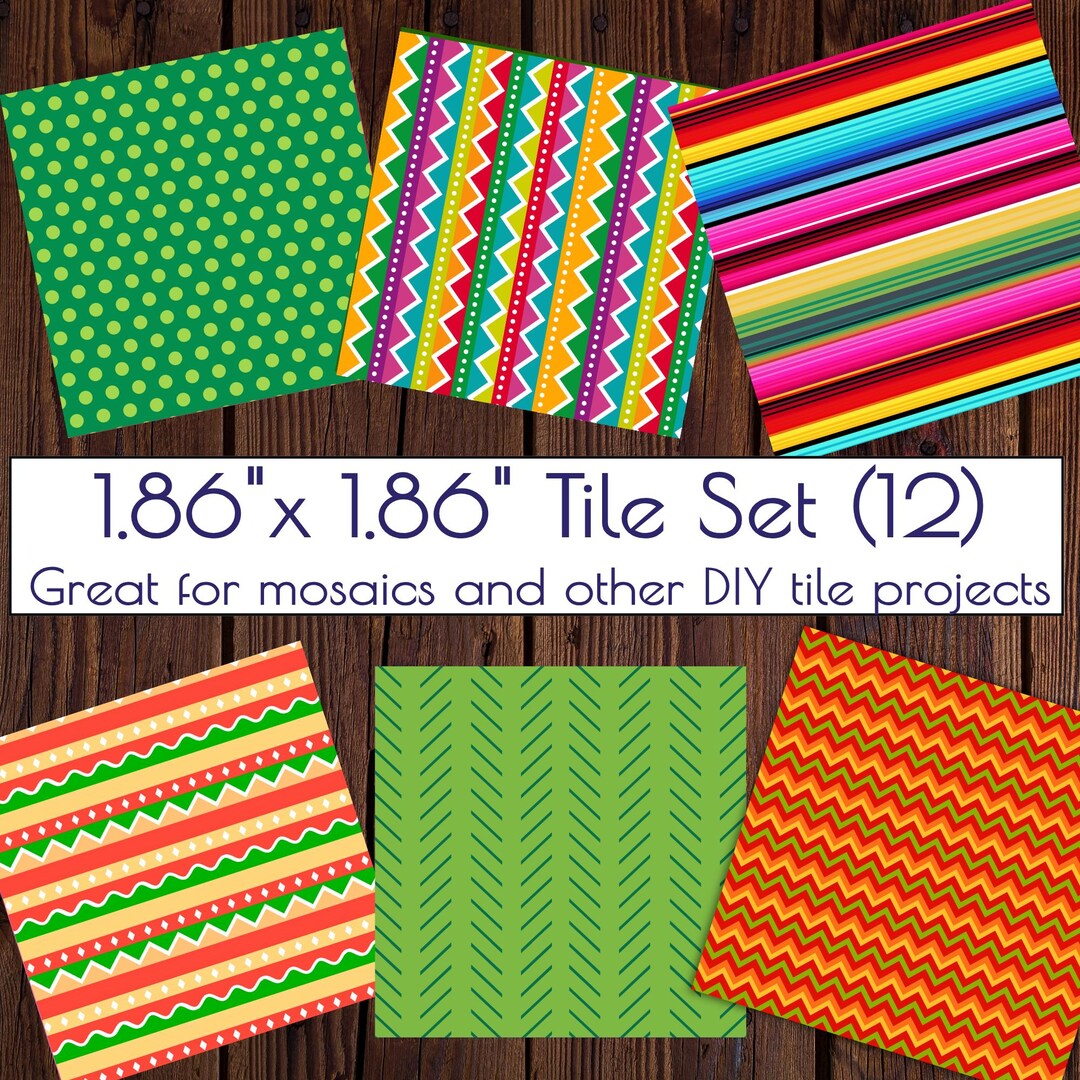 Mexican Fiesta Set of 12 Tiles for Crafts, Magnets, and DIY Projects ...